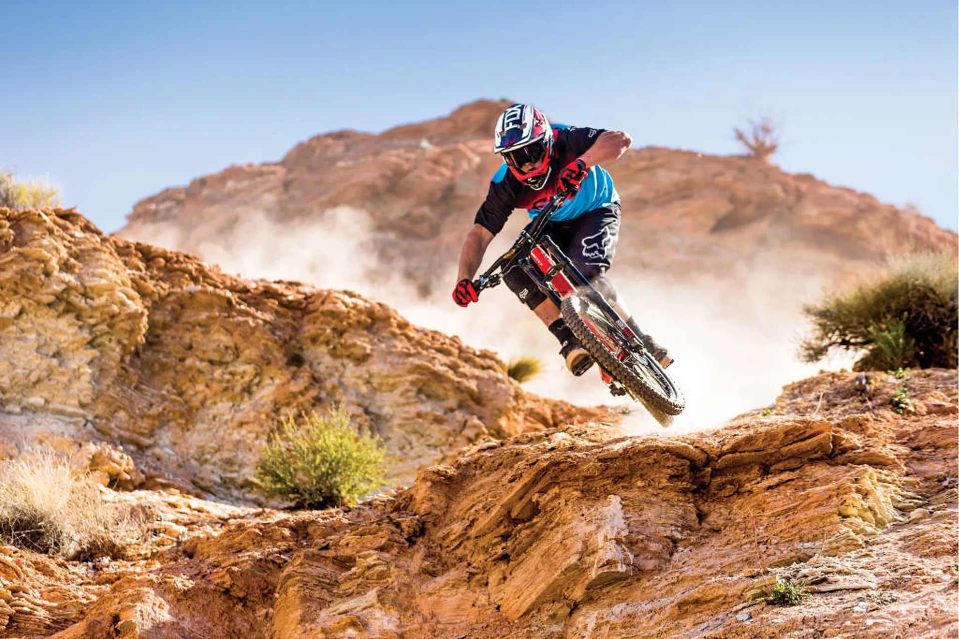 Fox Rampage Pro Carbon MIPS Full Face MTB Helmet Blue