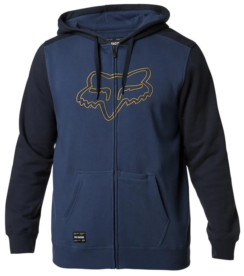 Fox Destrakt Zip Fleece Hoodie Light Indigo