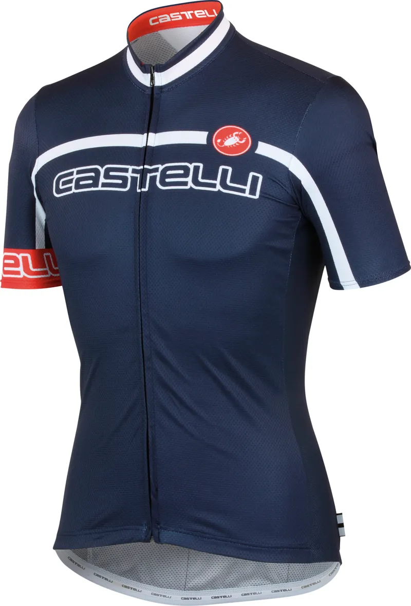 Castelli Velocissimo Full Zip Team SS Jersey Navy/White