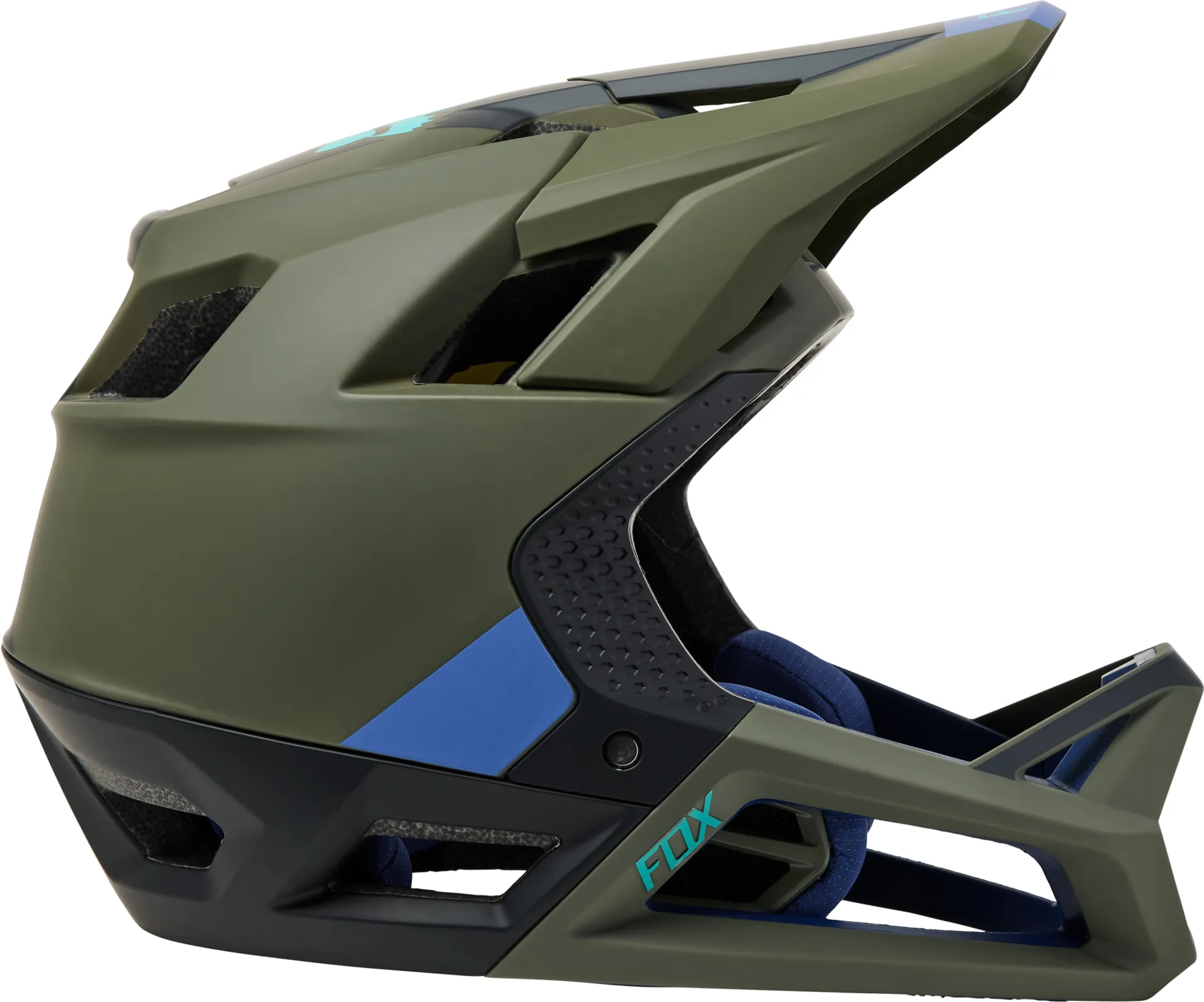 Fox Proframe FullFace MIPS MTB Helmet Blocked Olive Green