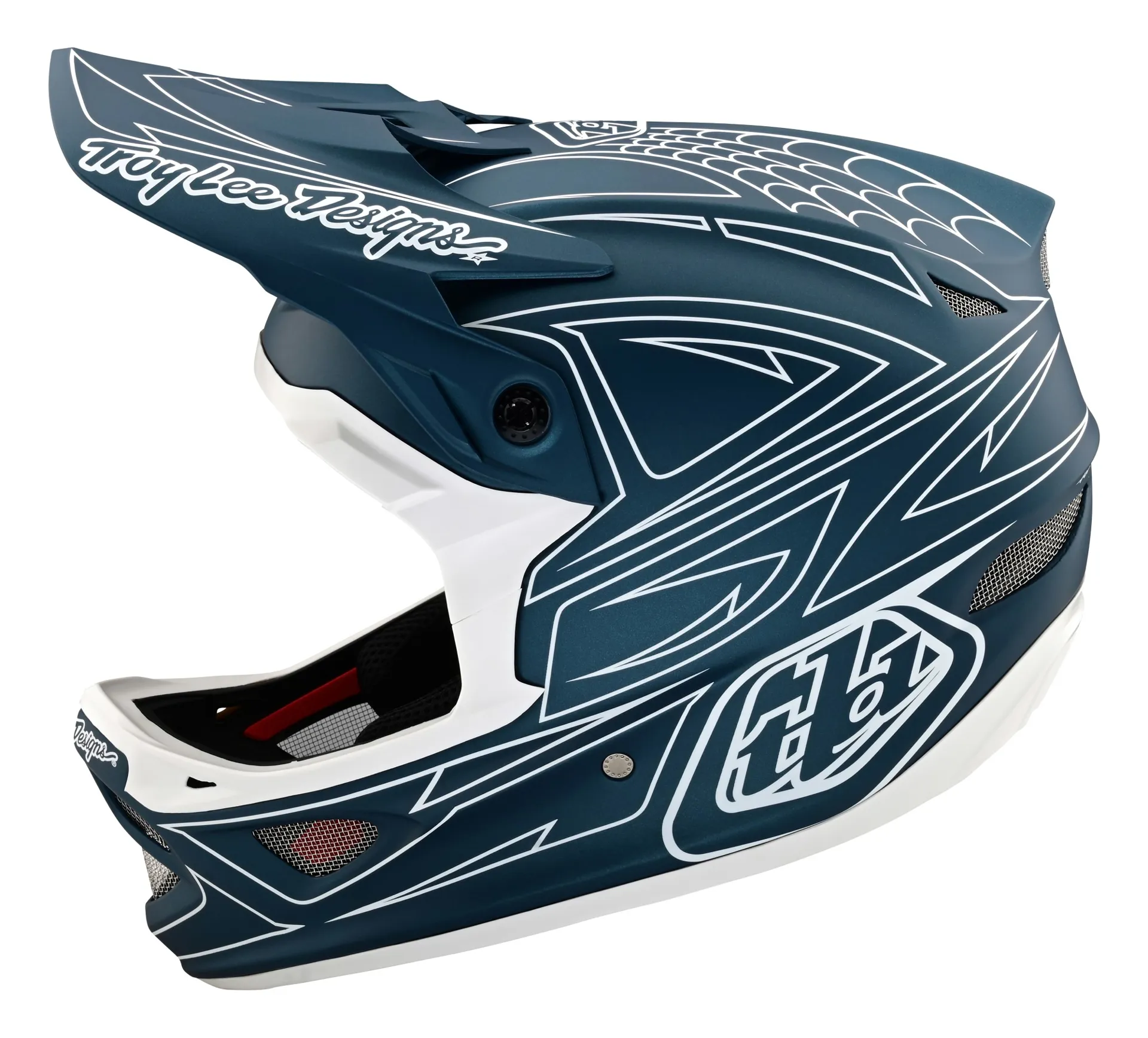 Troy Lee Designs D3 Fiberlite Full Face MTB Helmet SpiderStripe Blue