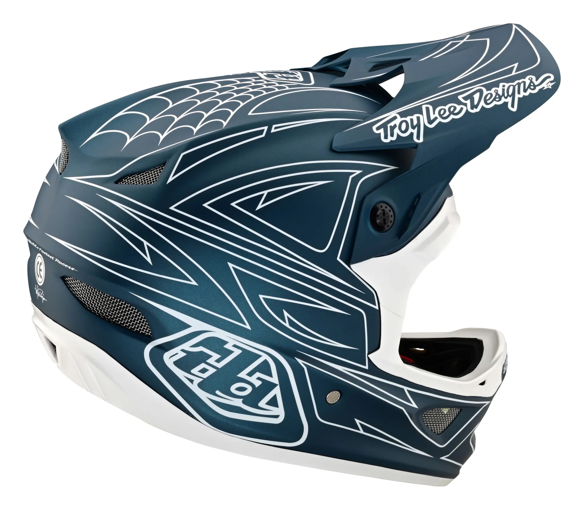 Troy Lee Designs D3 Fiberlite Full Face MTB Helmet SpiderStripe Blue