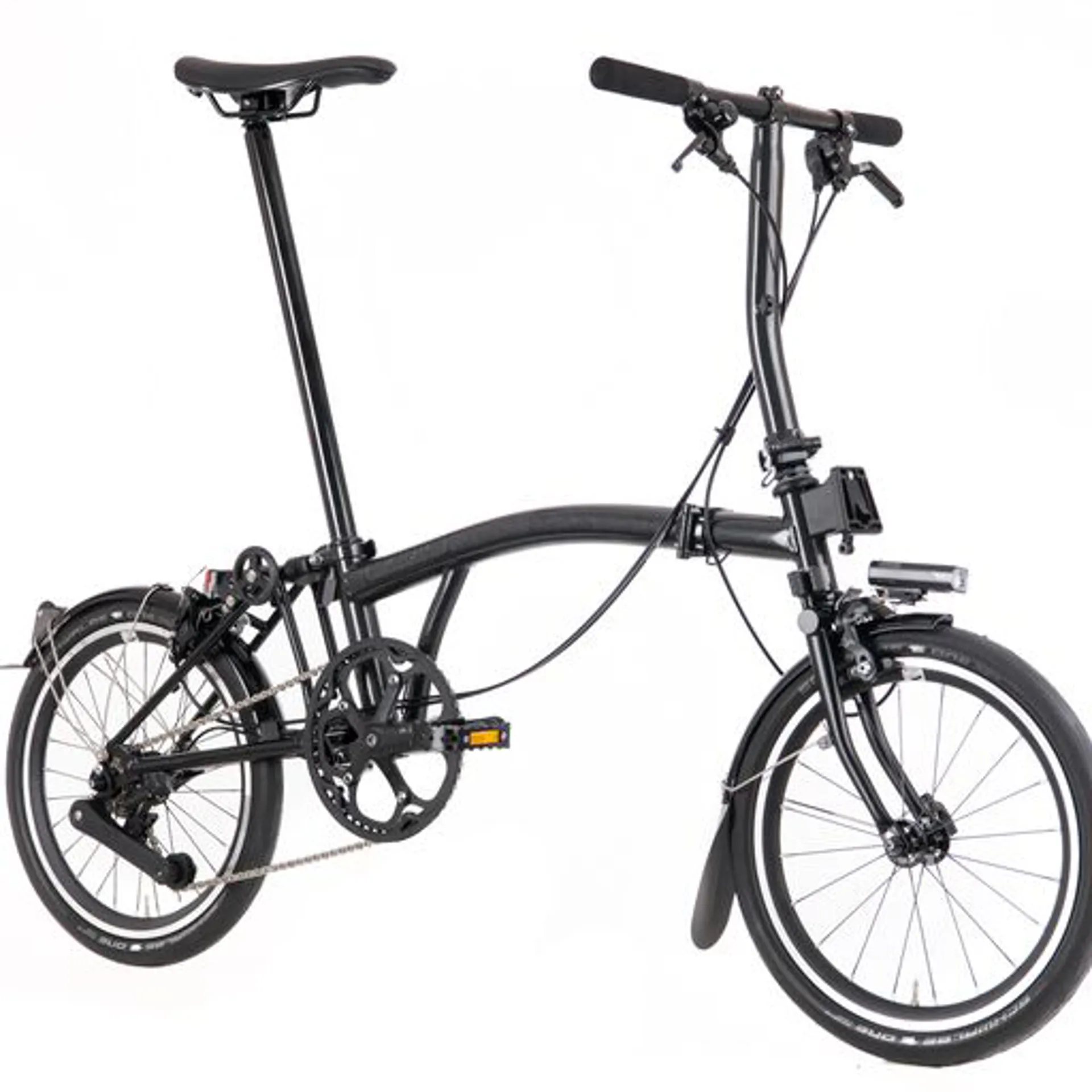 Brompton P-Line Urban Low Bar Folding Bike With Lights 2022 Midnight Black