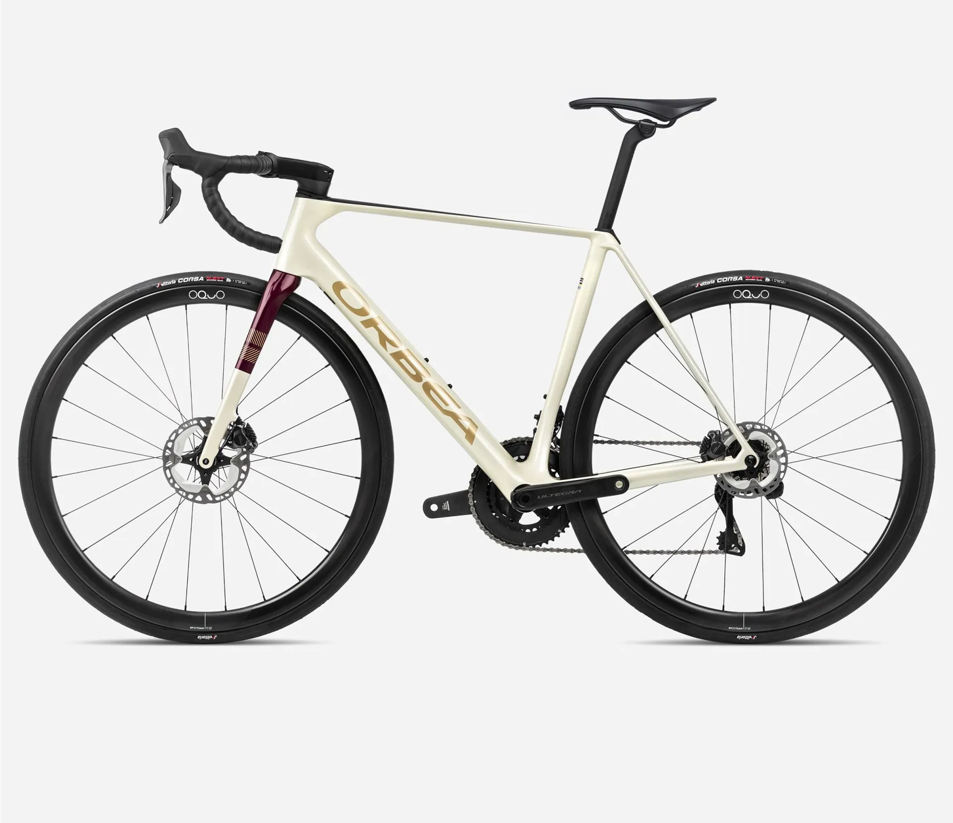 Orbea Orca M20i Team Road Bike 2024 Ivory White/Burgundy/Vulcano