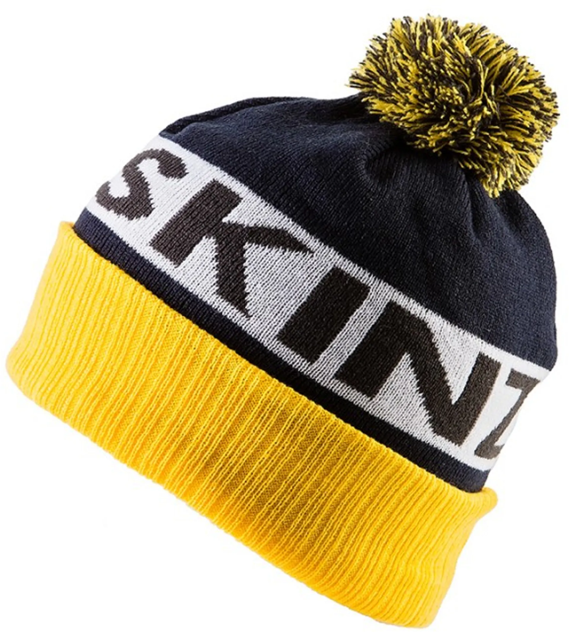 SealSkinz Water Repellent Bobble Hat Navy/Yellow